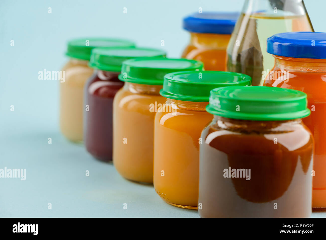 Row of baby food jars Stock Photo - Alamy