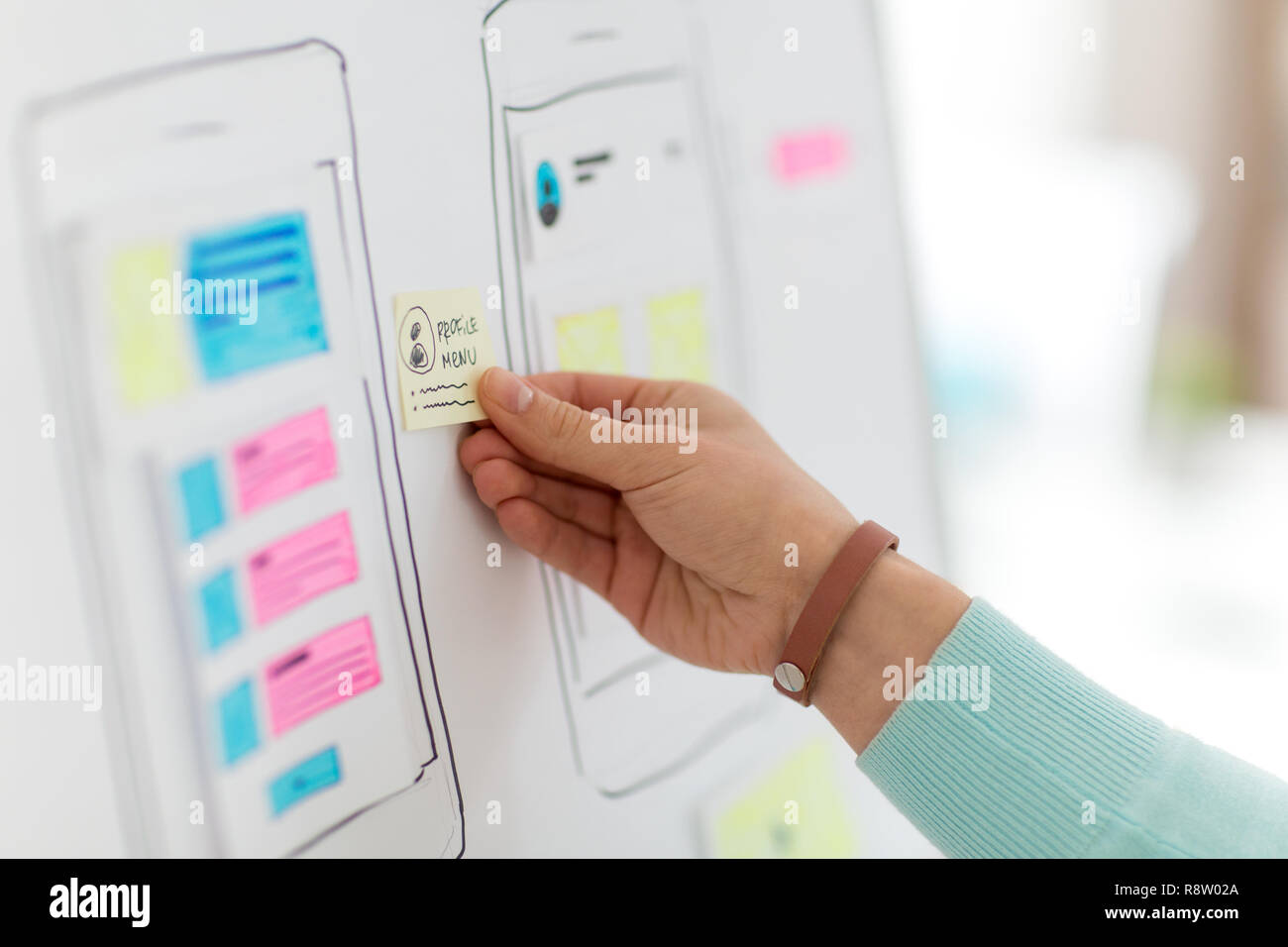 hand of developer working on ui design at office Stock Photo - Alamy