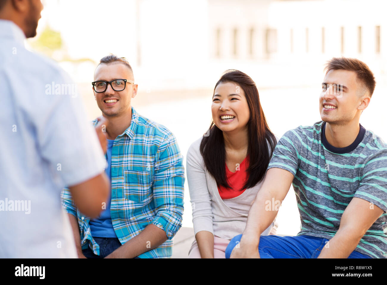 Indian group friends talking hi-res stock photography and images - Alamy