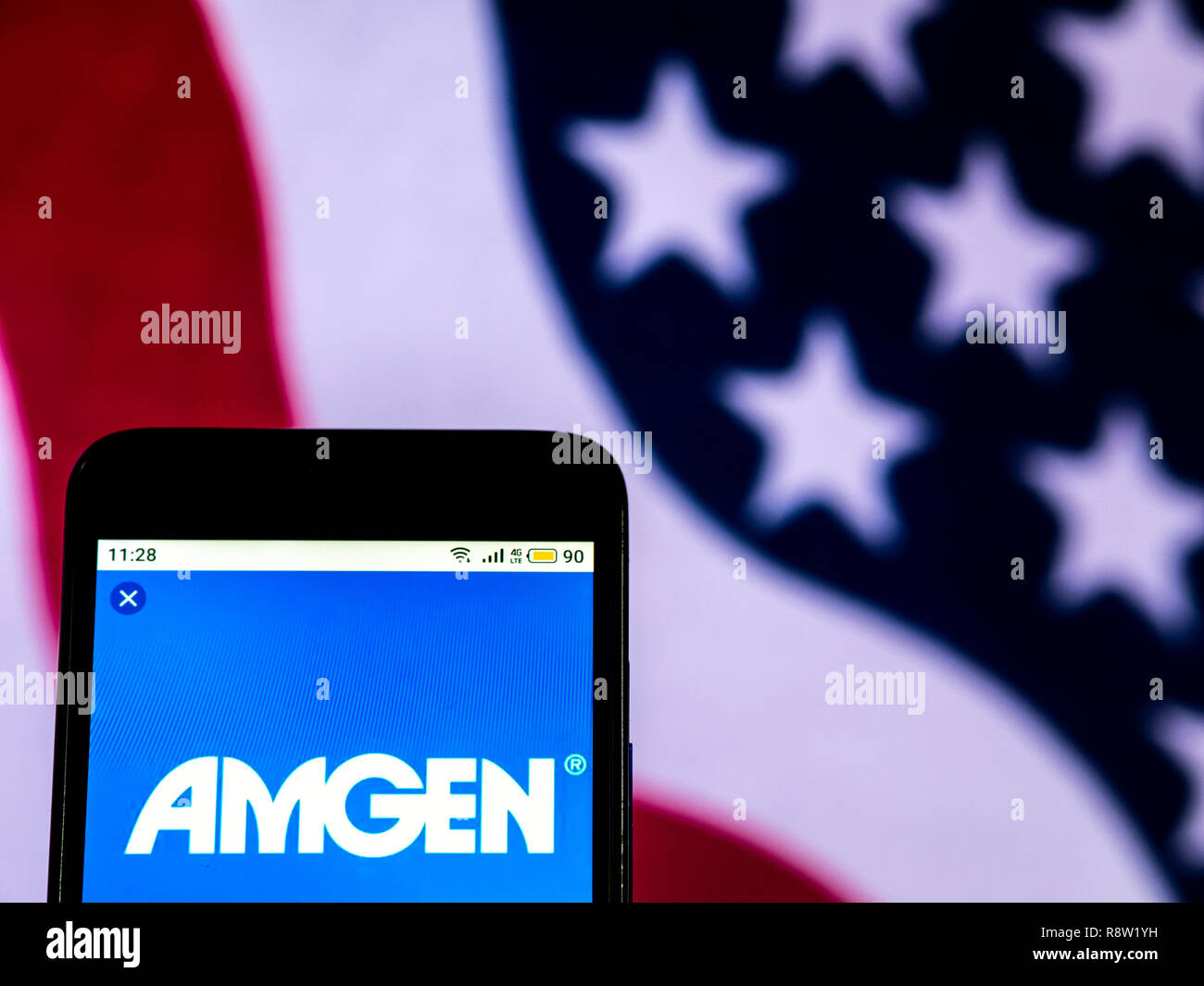 Amgen Biotechnology company logo seen displayed on smart phone Stock ...
