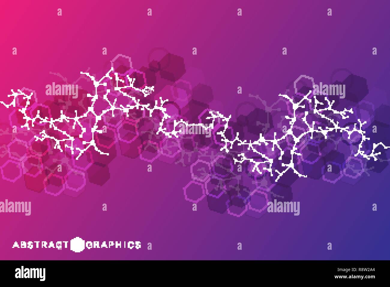 Science network pattern, connecting lines and dots. Technology hexagons ...
