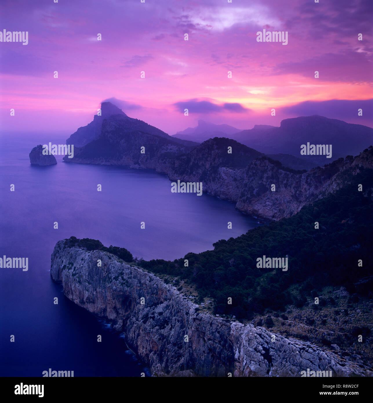 Cap de Formentor at dawn viewed from mirador Es Colomer Stock Photo - Alamy