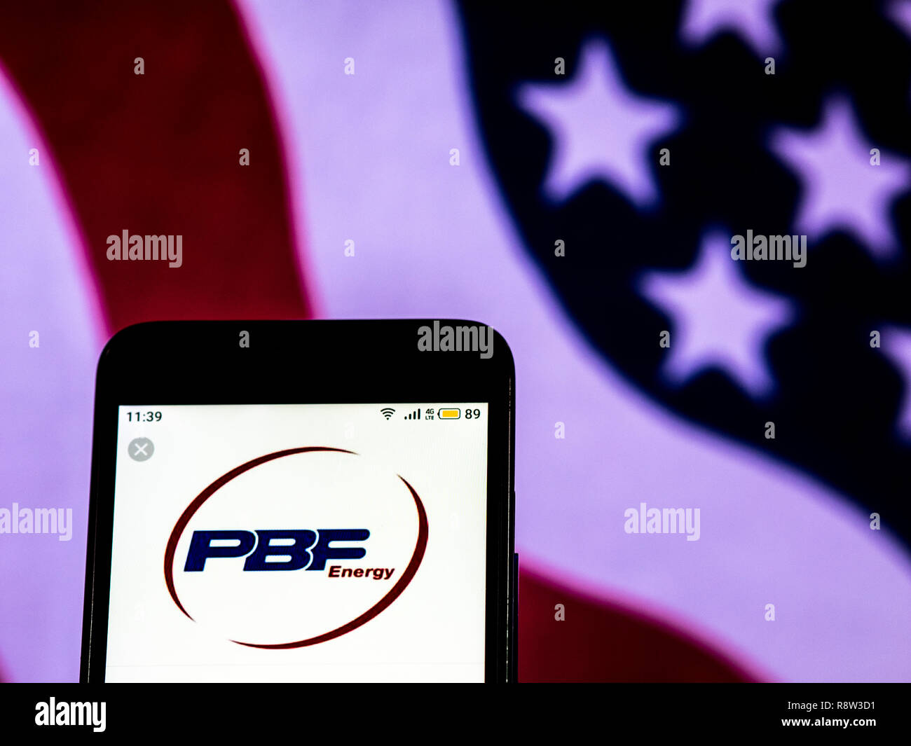 PBF Energy Petroleum refining company logo seen displayed on smart ...
