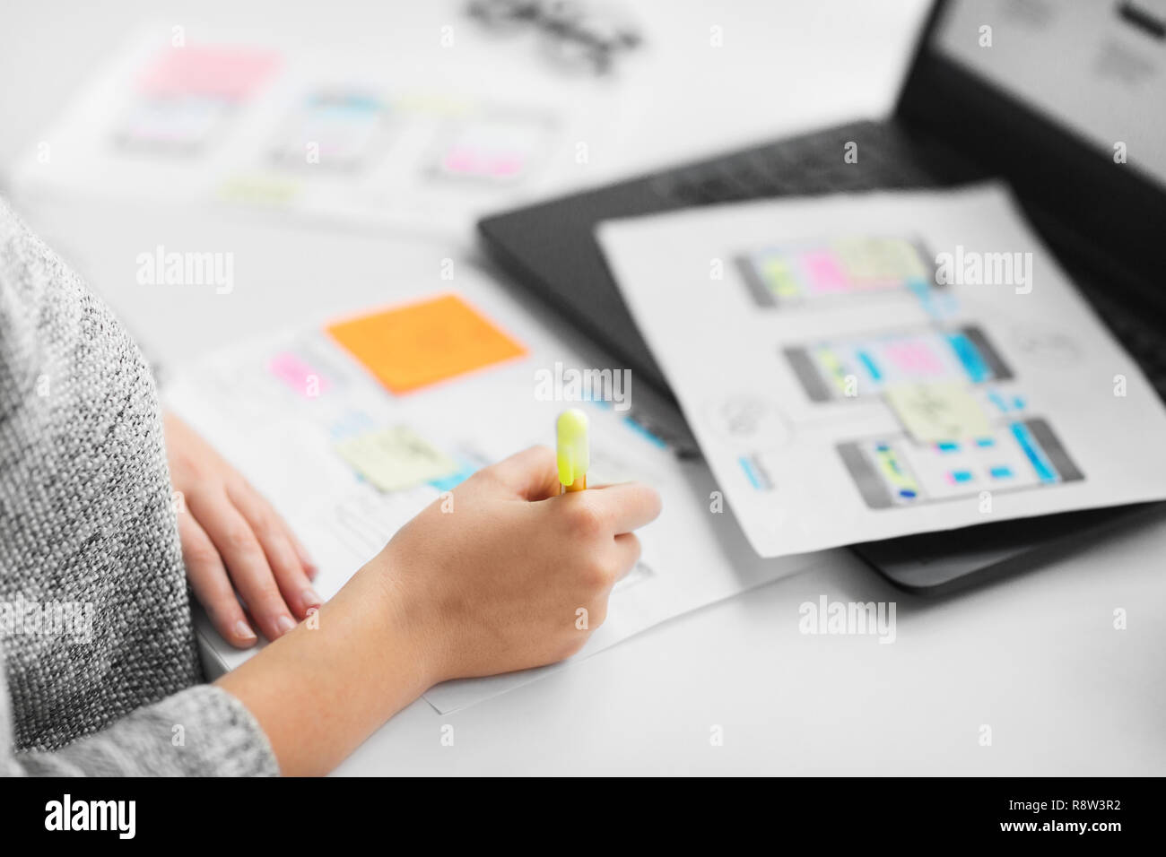 web designer working on user interface at office Stock Photo - Alamy