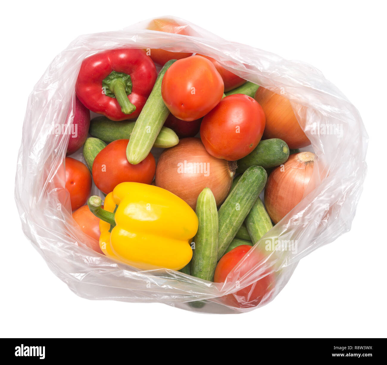 Fresh vegetables in packet isolated on white background Stock Photo - Alamy
