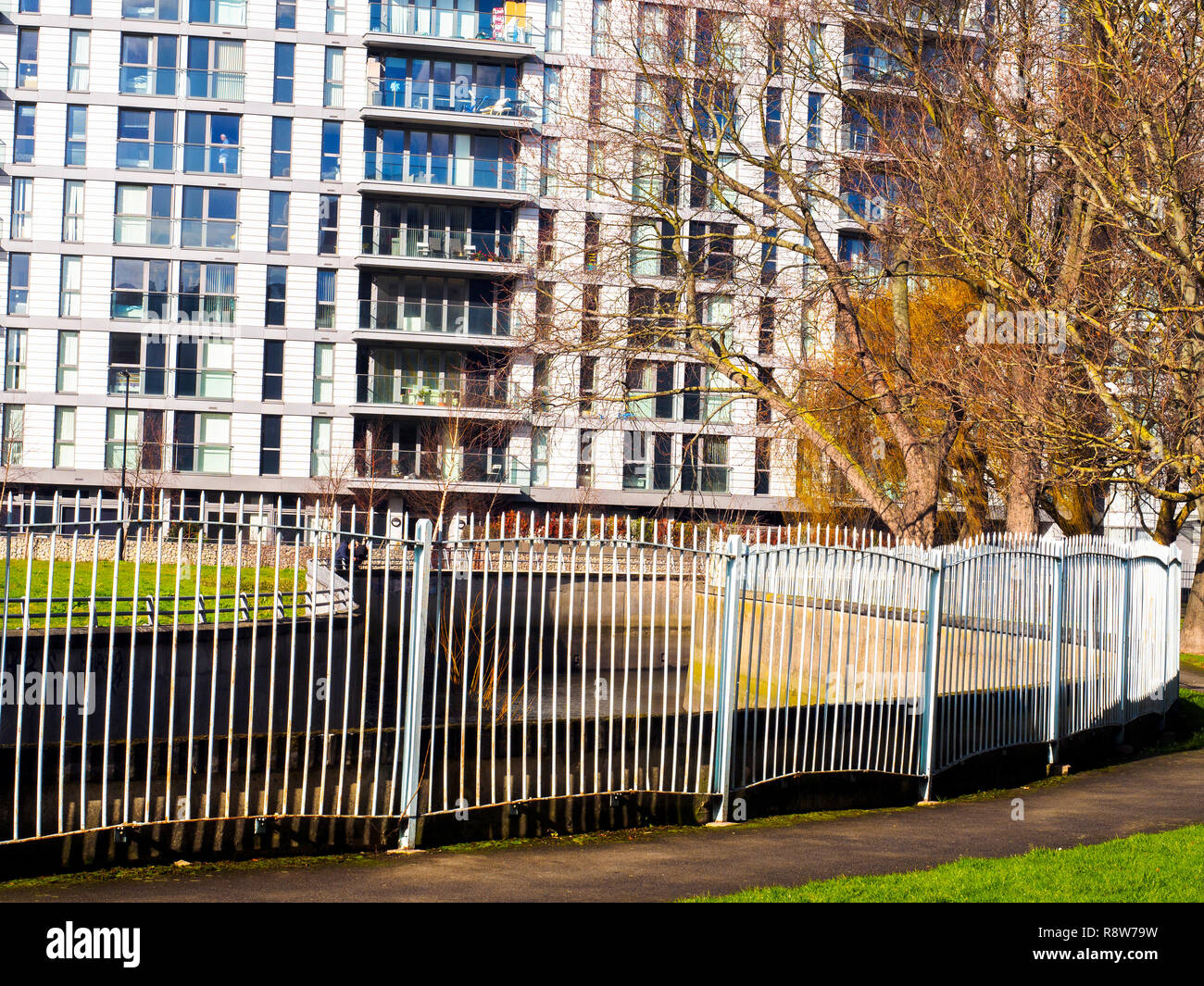 Modern apartments building near Deptford bridge DLR station - London ...