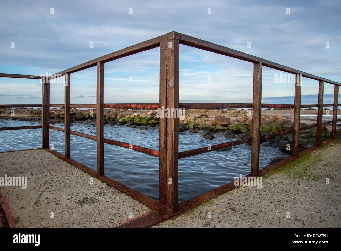 old rusty metal bridge in port. pier in the sea Stock Photo - Alamy