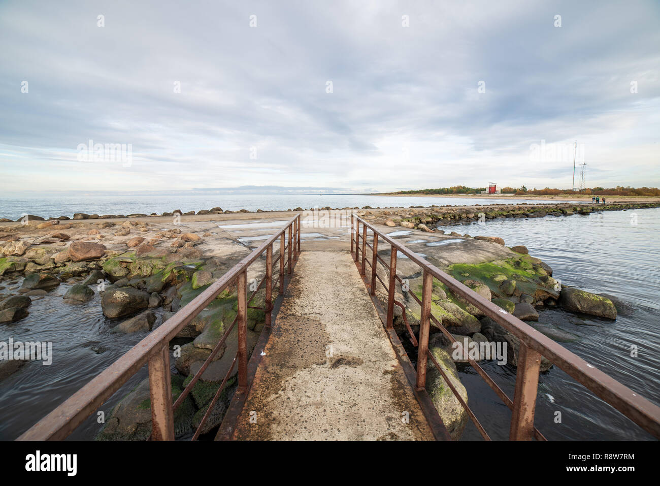 old rusty metal bridge in port. pier in the sea Stock Photo - Alamy