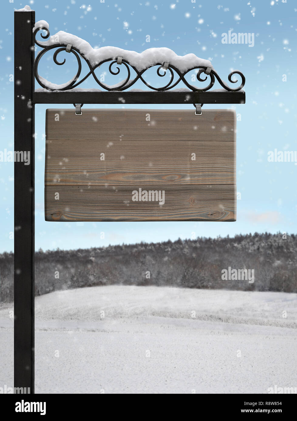 rustic shield wrought blacksmith snow weathered night Stock Photo - Alamy