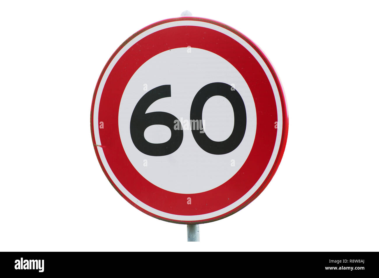 Traffic sign: 60, speed limit isolated on white Stock Photo - Alamy
