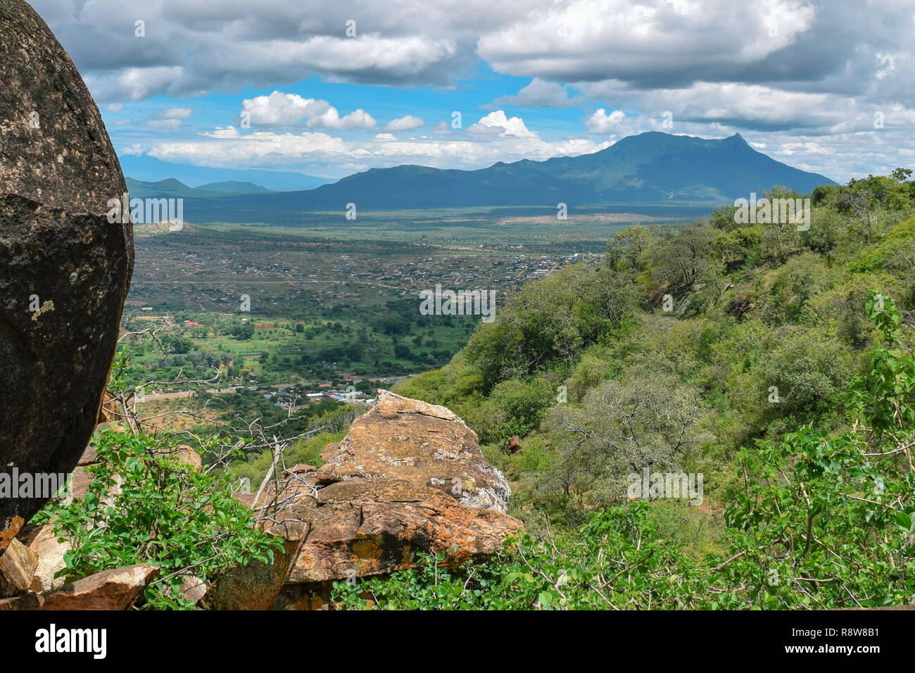 Mount Longido in Tanzania seen from the top of Mount Ol Donyo Orok in ...
