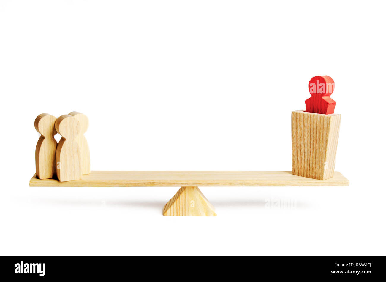 A group of people on the scales supports or opposition policies on the ...