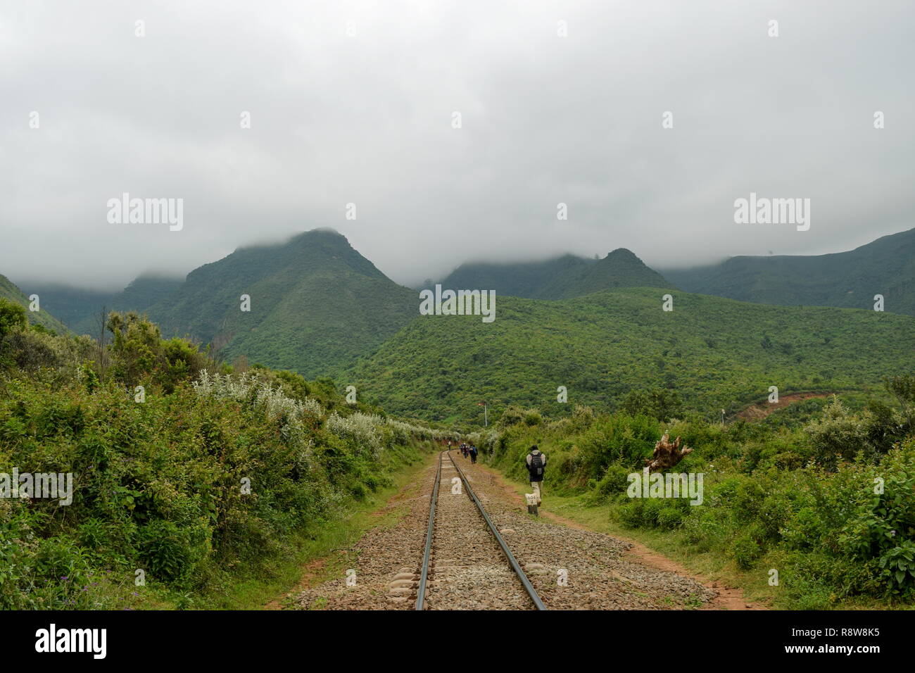 Mountain landscapes against a foggy background, Kijabe Hills in the ...