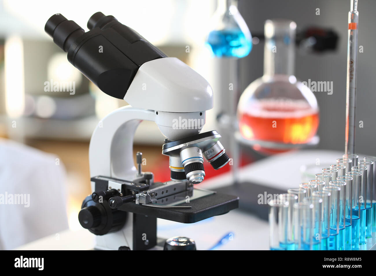 Head microscope on the background laboratory Stock Photo - Alamy