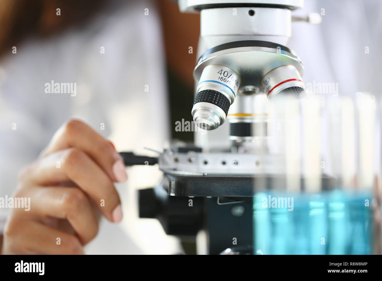 Head microscope on the background laboratory Stock Photo - Alamy
