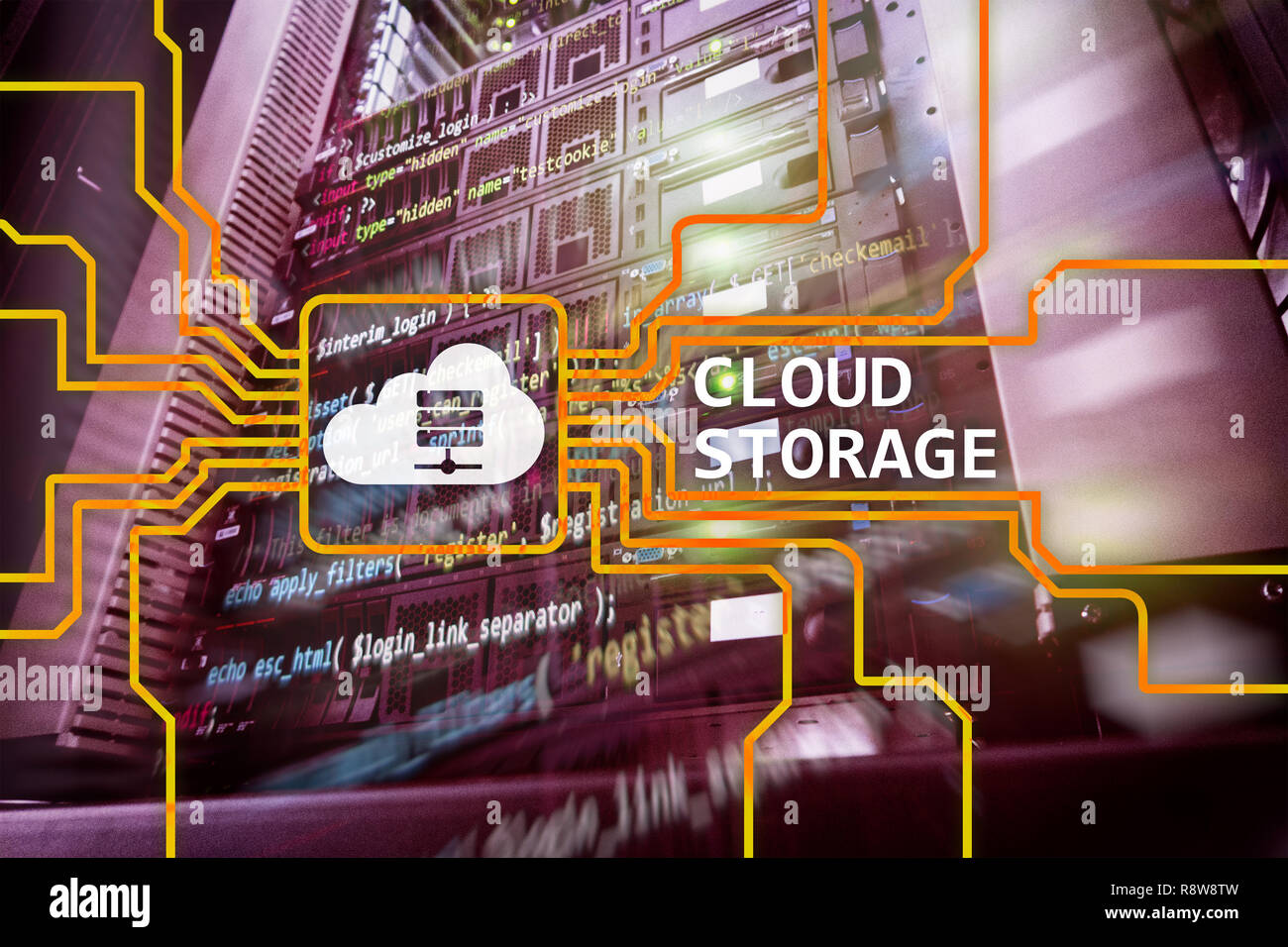 Cloud data storage concept on server room background Stock Photo - Alamy