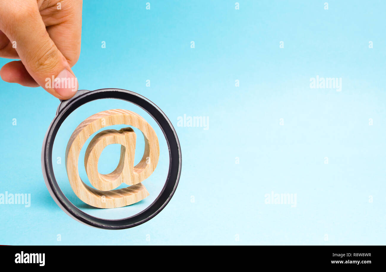Magnifying glass is looking at the Internet correspondence ...