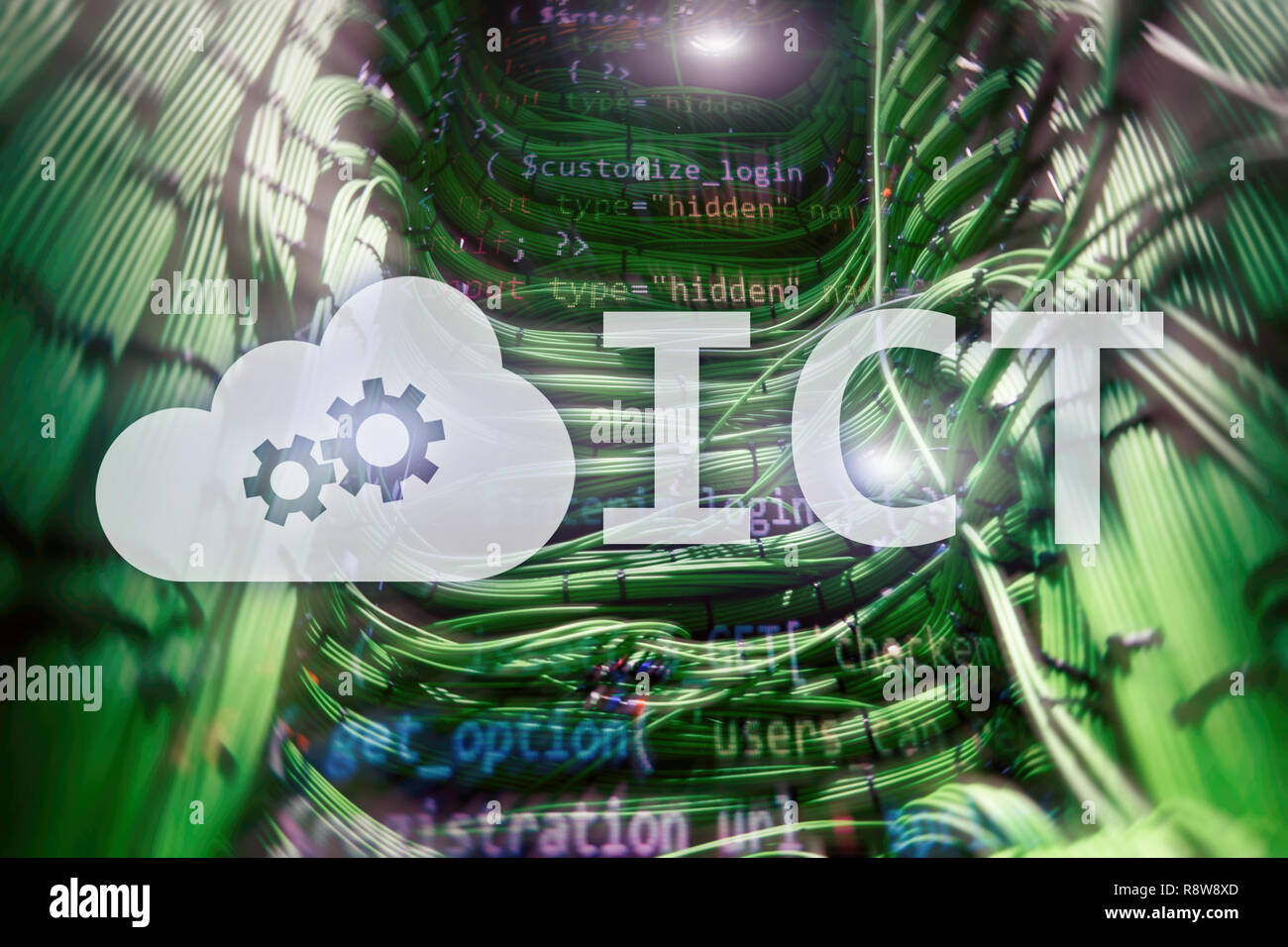 ICT - information and communications technology concept on server room ...