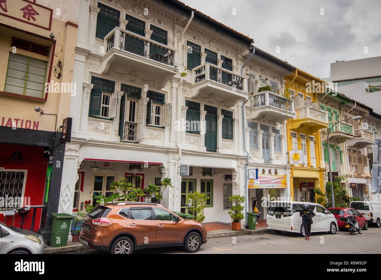 Traditional shophouses on Bukit Pasoh Road, Outram Park, Singapore ...