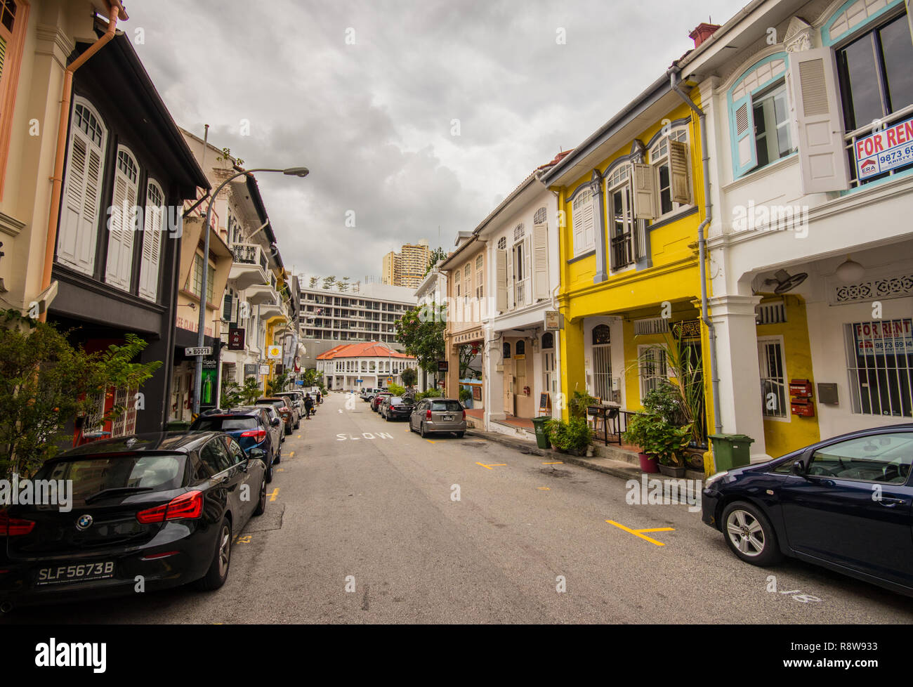 Traditional shophouses on Bukit Pasoh Road, Outram Park, Singapore ...