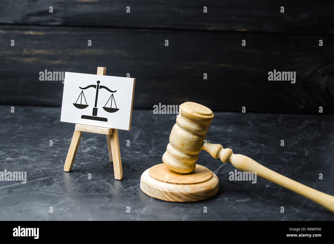 Judge's Hammer and Scale Sign. The concept of the court and the ...