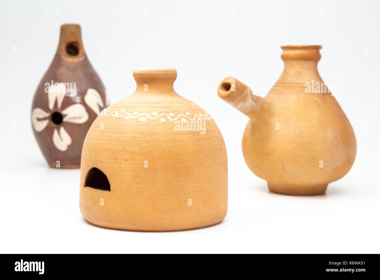 Hungarian folk wind musical instrument made from clay, isolated in ...