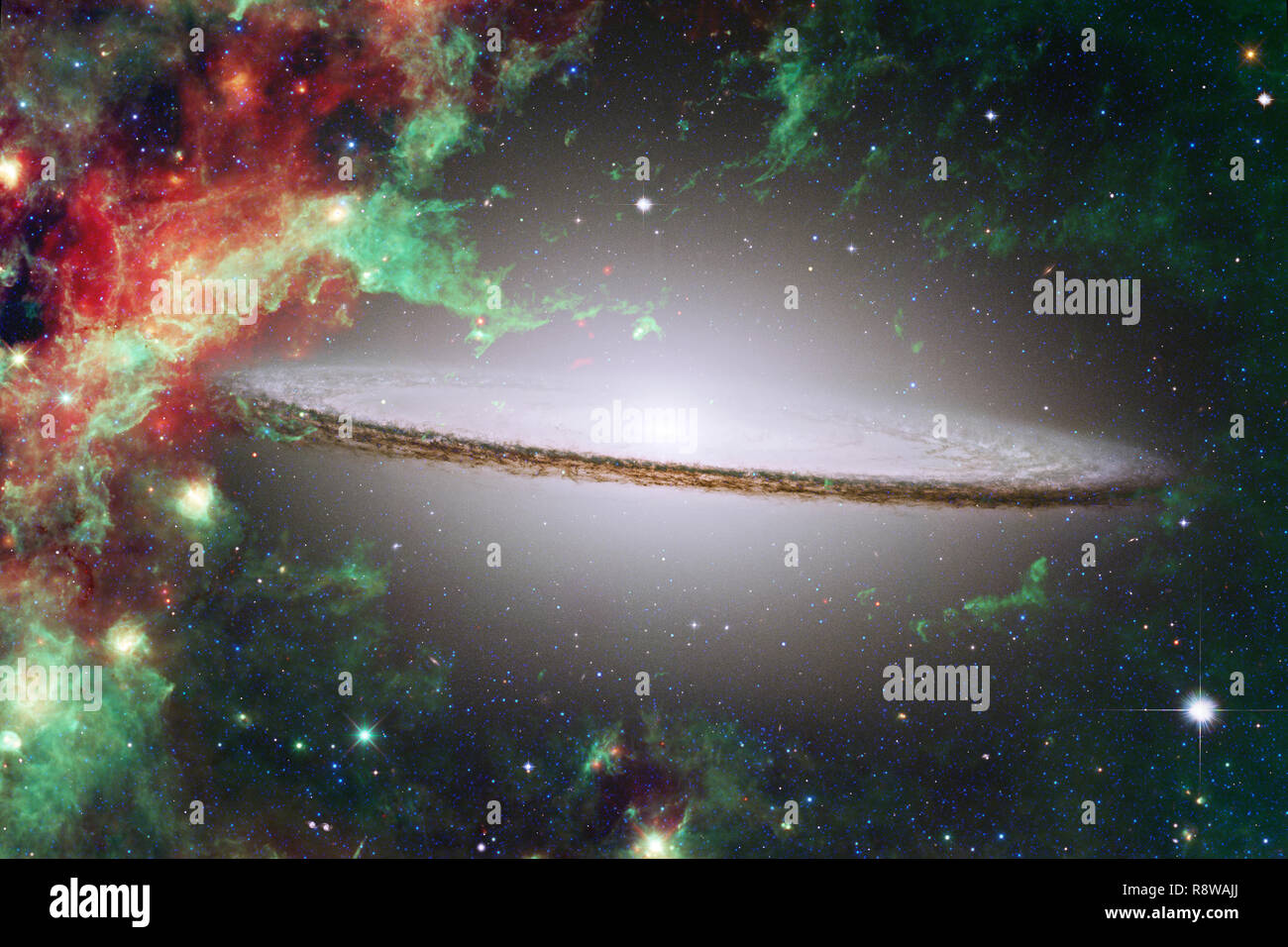 Cosmic galaxy background with nebulae, stardust and bright stars ...