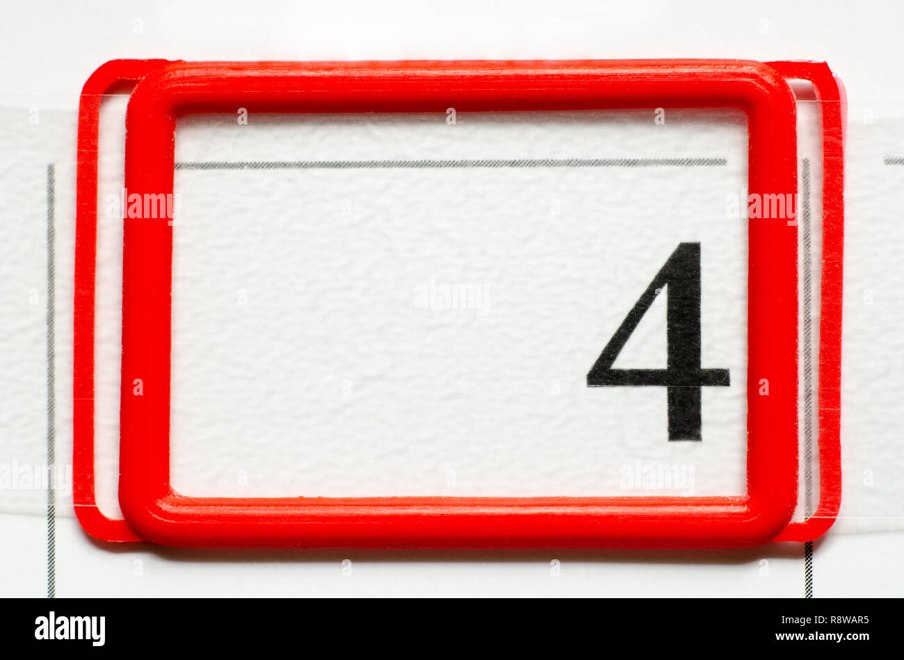 calendar date with number four Stock Photo - Alamy