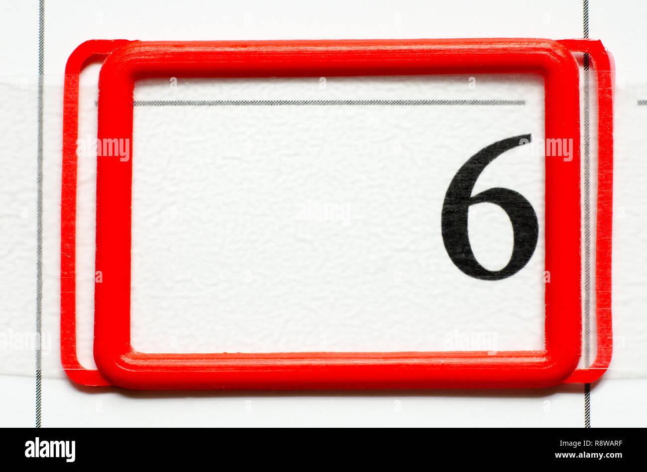 calendar date with number six Stock Photo - Alamy