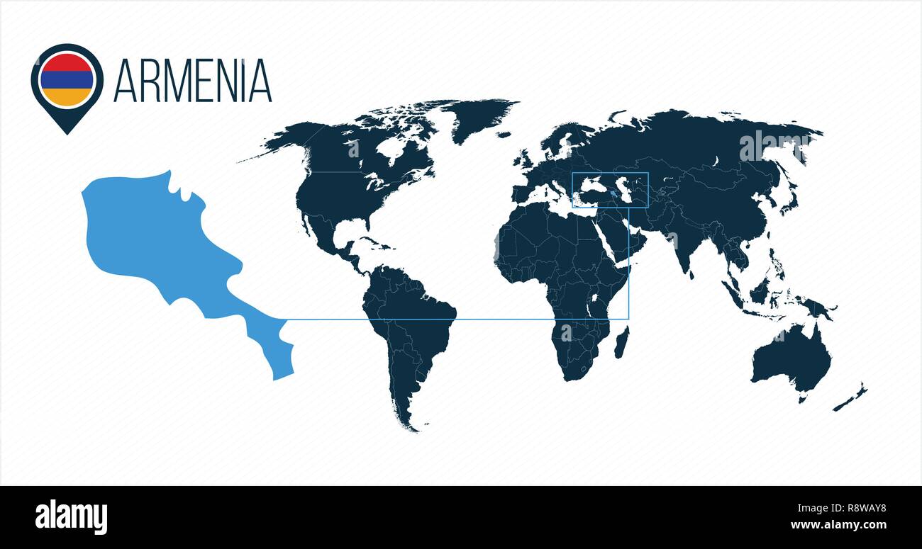 Armenia location on the world map for infographics. All world countries ...