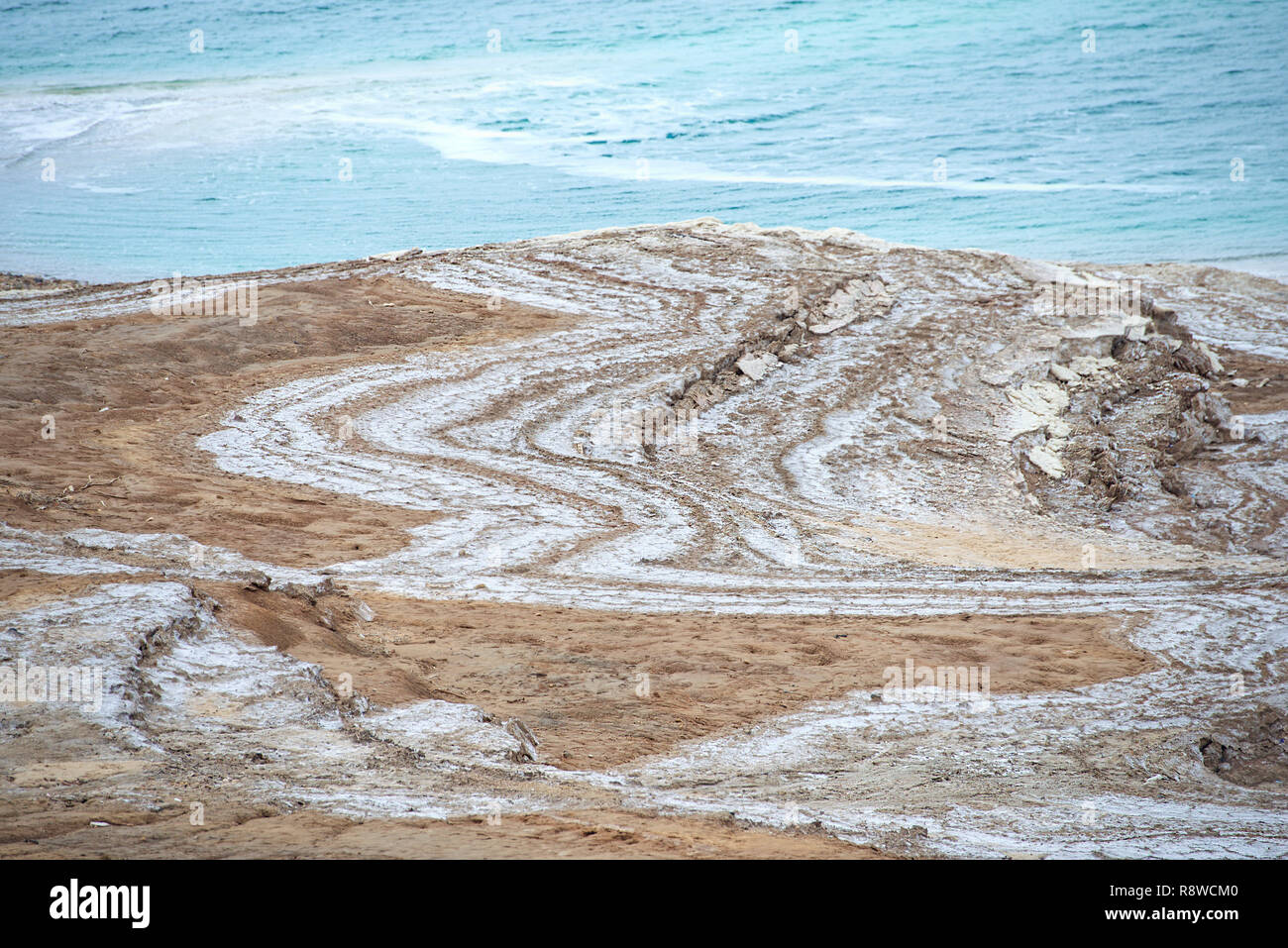 Landscape of the Dead Sea,Jordan, beautiful coast failures of the soil ...