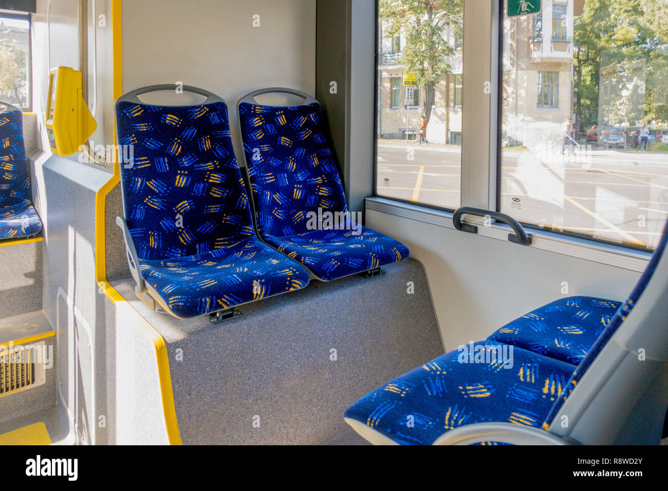 Modern Solaris Urbino bus interior Stock Photo - Alamy