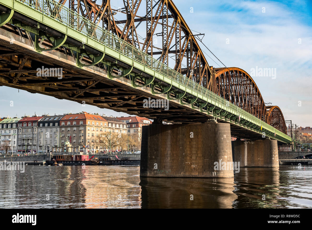 Railway bridge, pedestrian bridge, Prague,(CTK Photo / Petr Salek Stock ...
