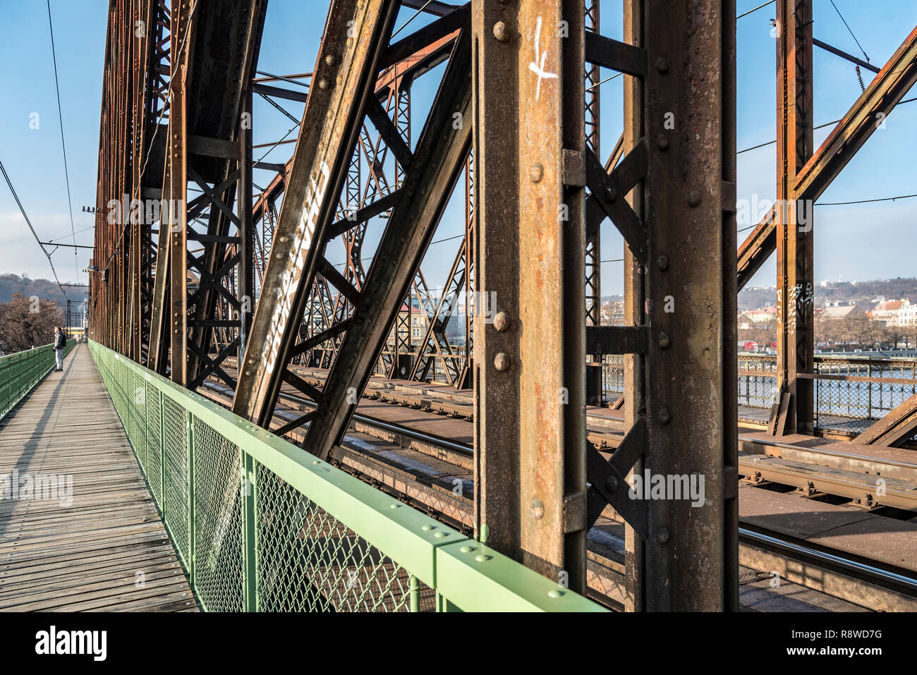 Railway bridge, pedestrian bridge, Prague,(CTK Photo / Petr Salek Stock ...