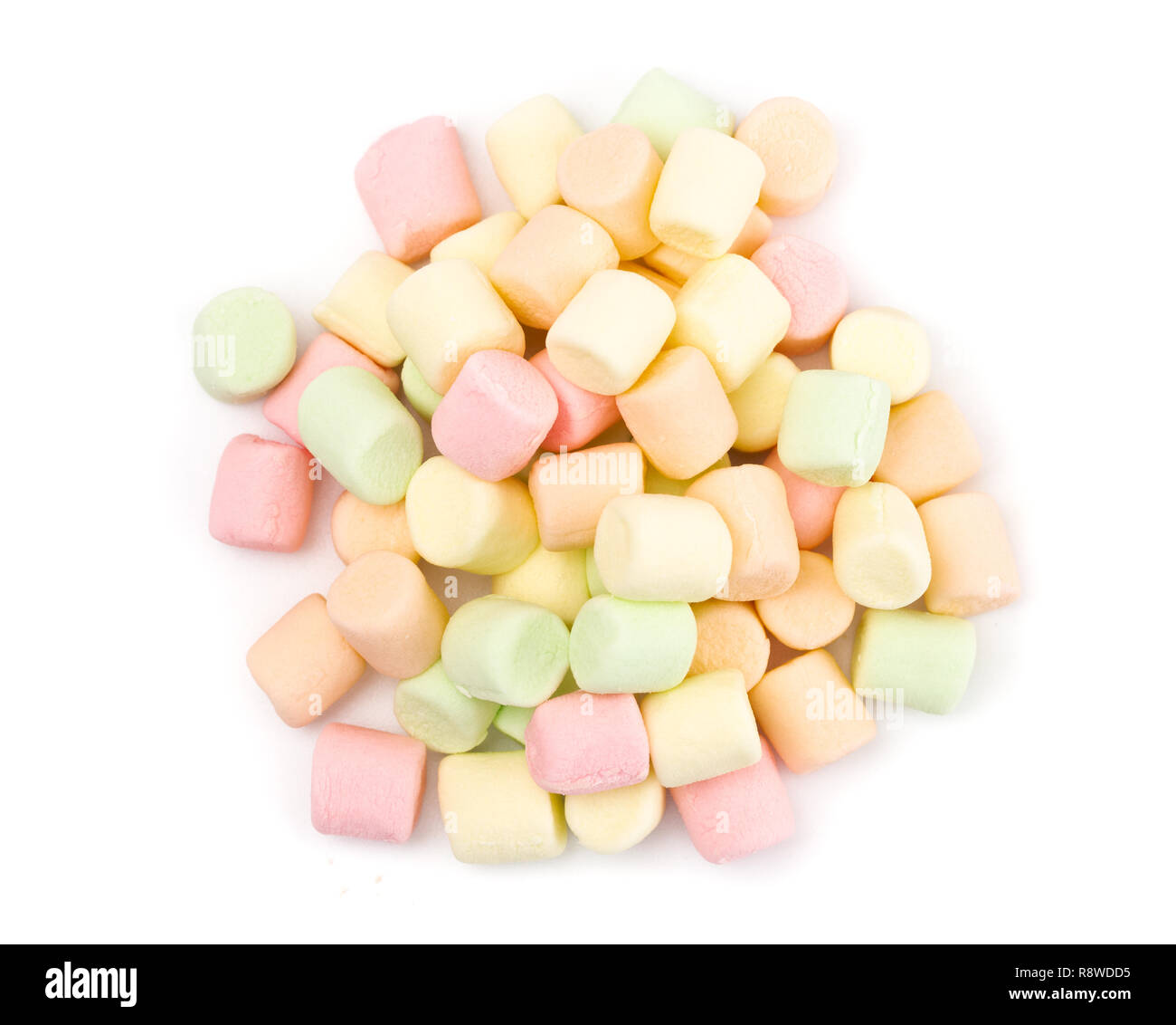 A Pile of Colorful Fruit Flavored Marshmallows on a White Background ...