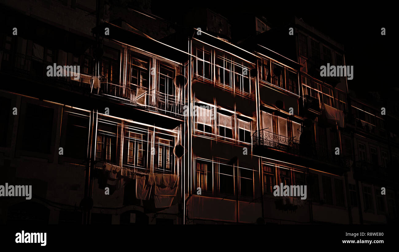 Porto historic center. Unesco world heritage. Digital work Stock Photo ...