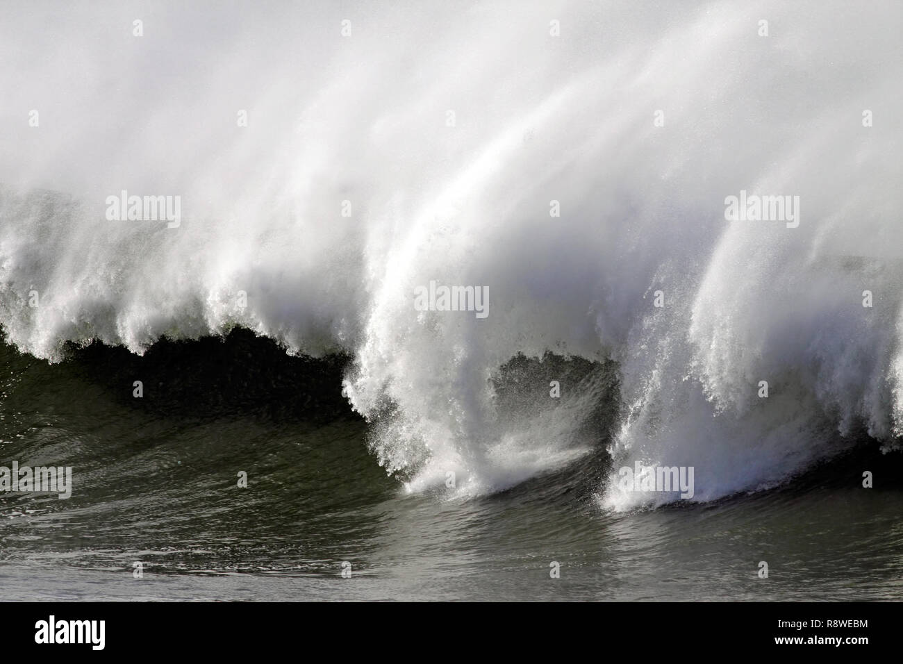 Detailed photo of a big white and green wave Stock Photo - Alamy