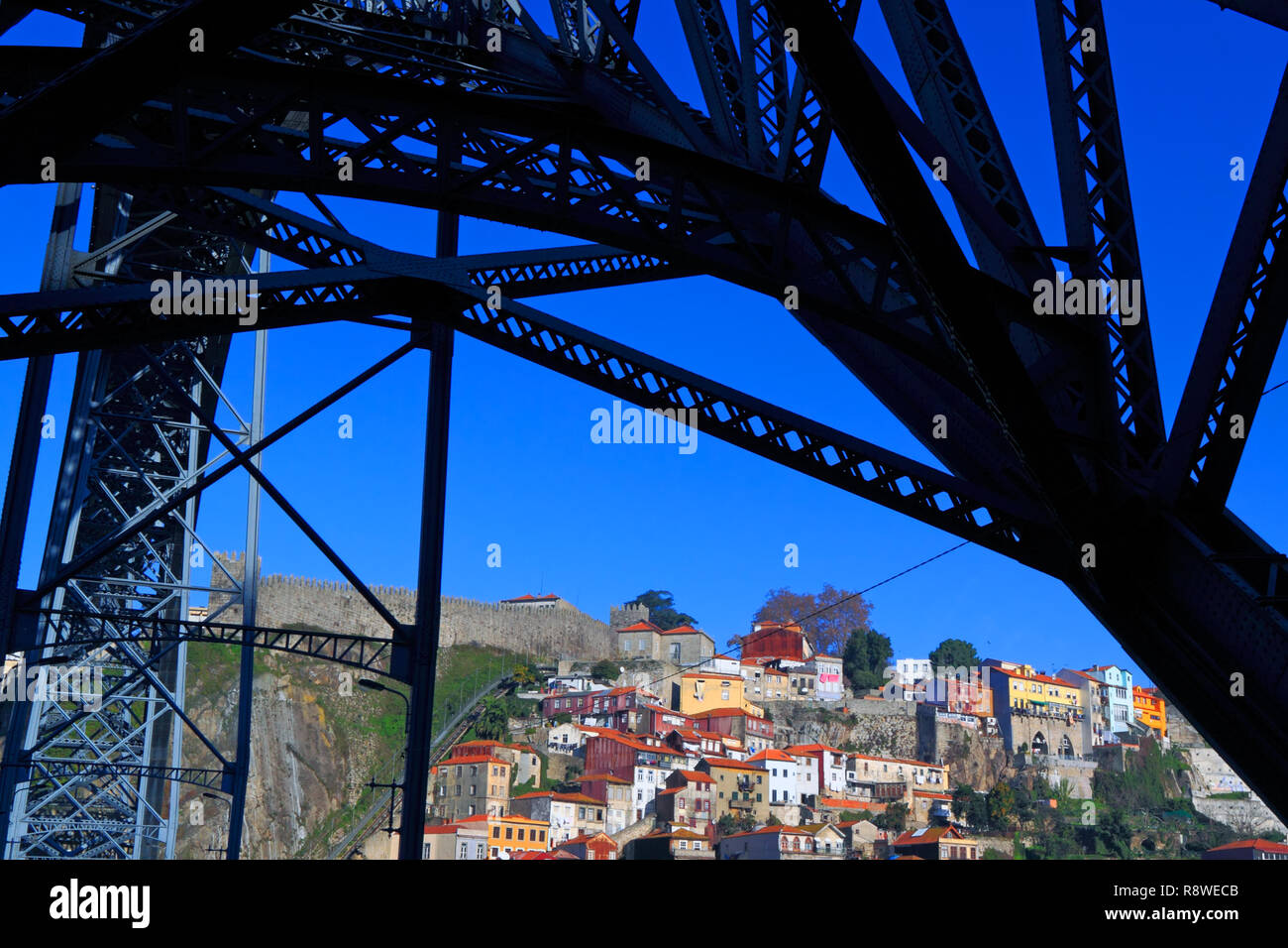 Part of the old Porto in Portugal as seen through the structure of the ...