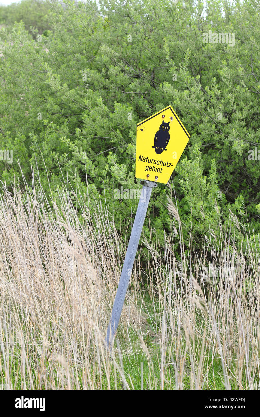 Nature reserve sign at Rantumbecken on Sylt Stock Photo - Alamy