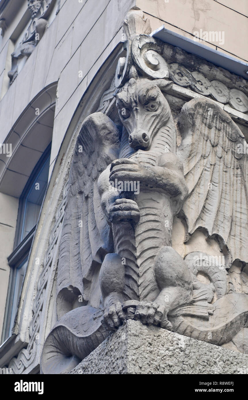 Dragon in the Art Nouveau District, Dragon, Antonijas street, Riga ...