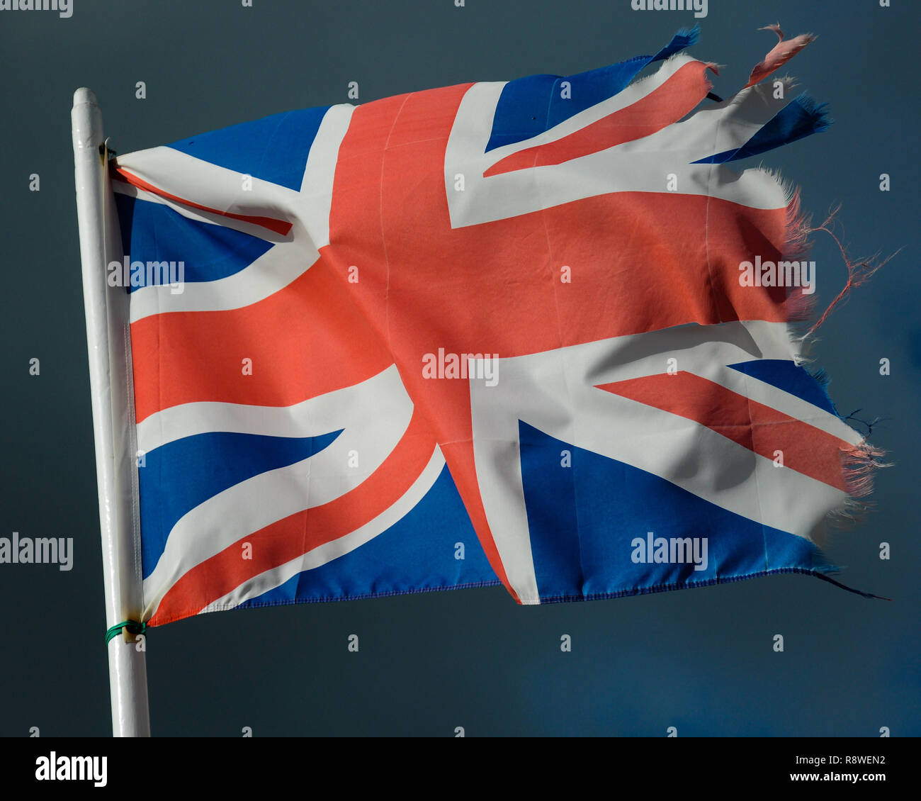 Tattered battered United Kingdom Union Jack flag Stock Photo - Alamy