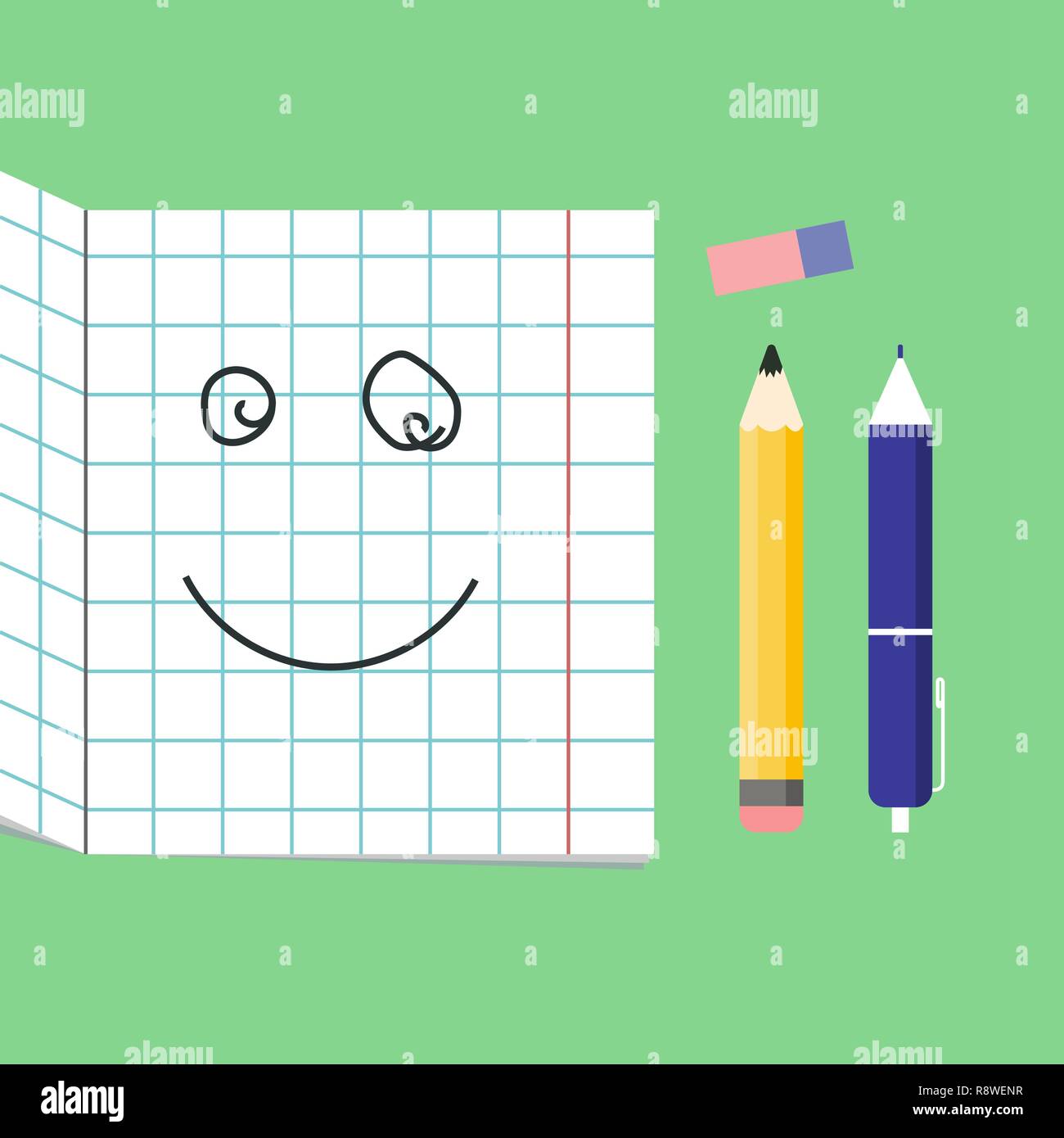 Smiling Cute School supplies used in math class, geometry or science ...