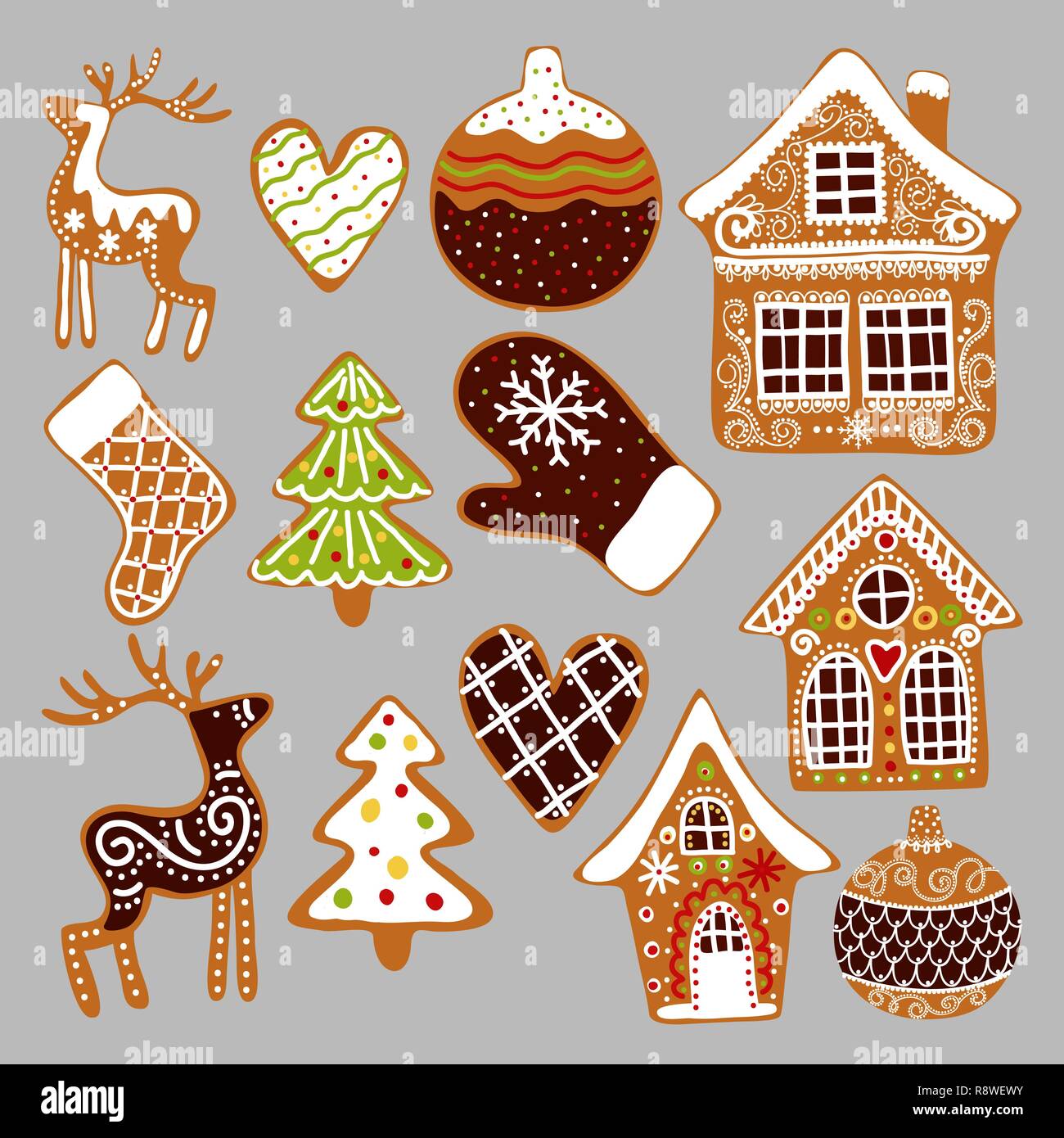 Christmas tree gingerbread cookie decoration Stock Vector Images - Alamy