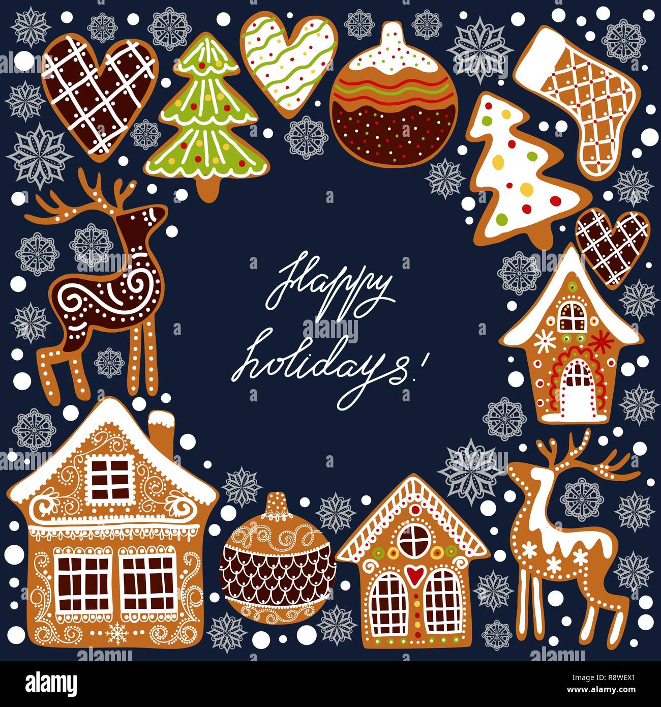 Gingerbread cookies background with an editable blank space in the ...