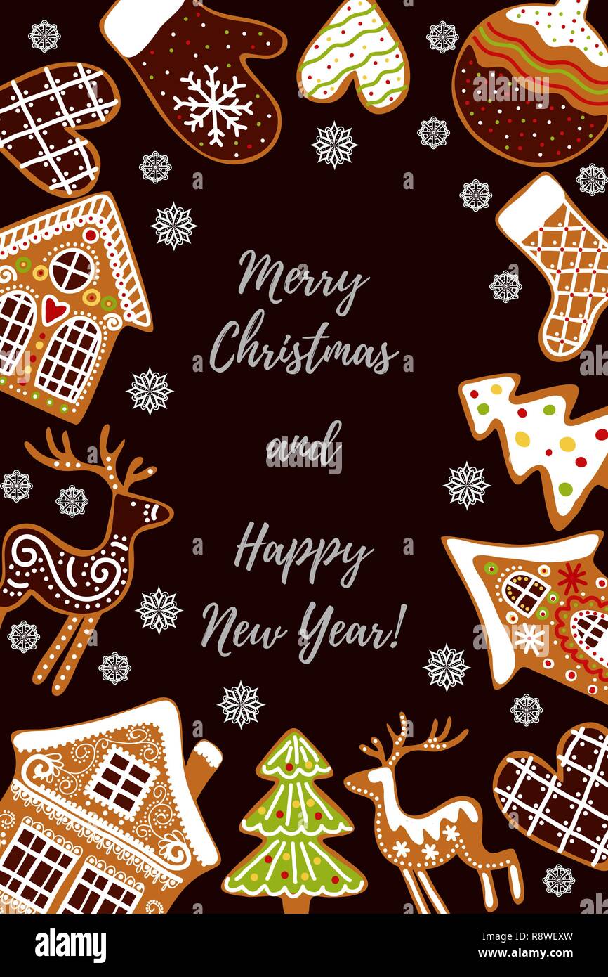 Gingerbread cookies background with an editable blank space in the ...