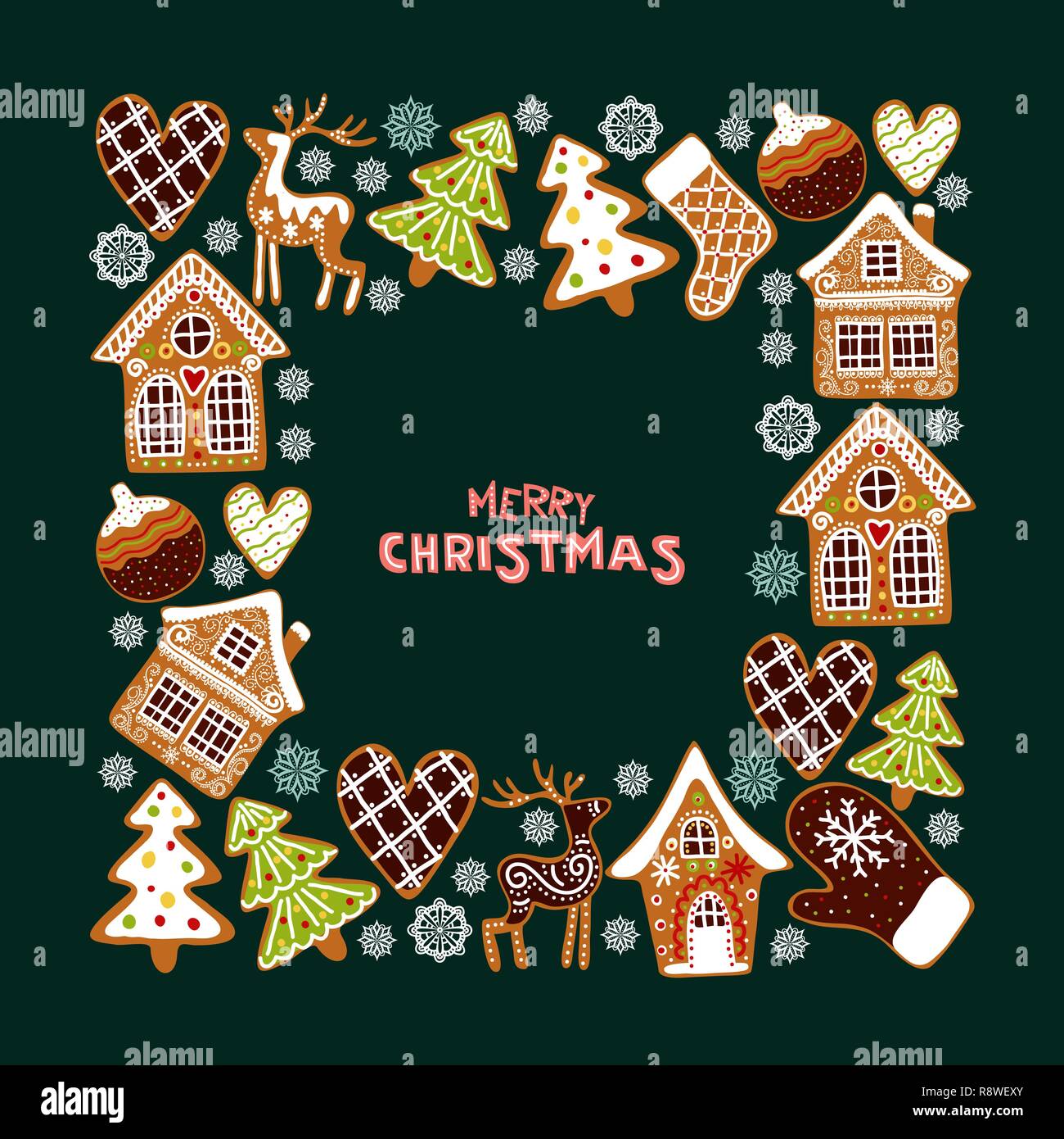 Gingerbread cookies background with an editable blank space in the ...