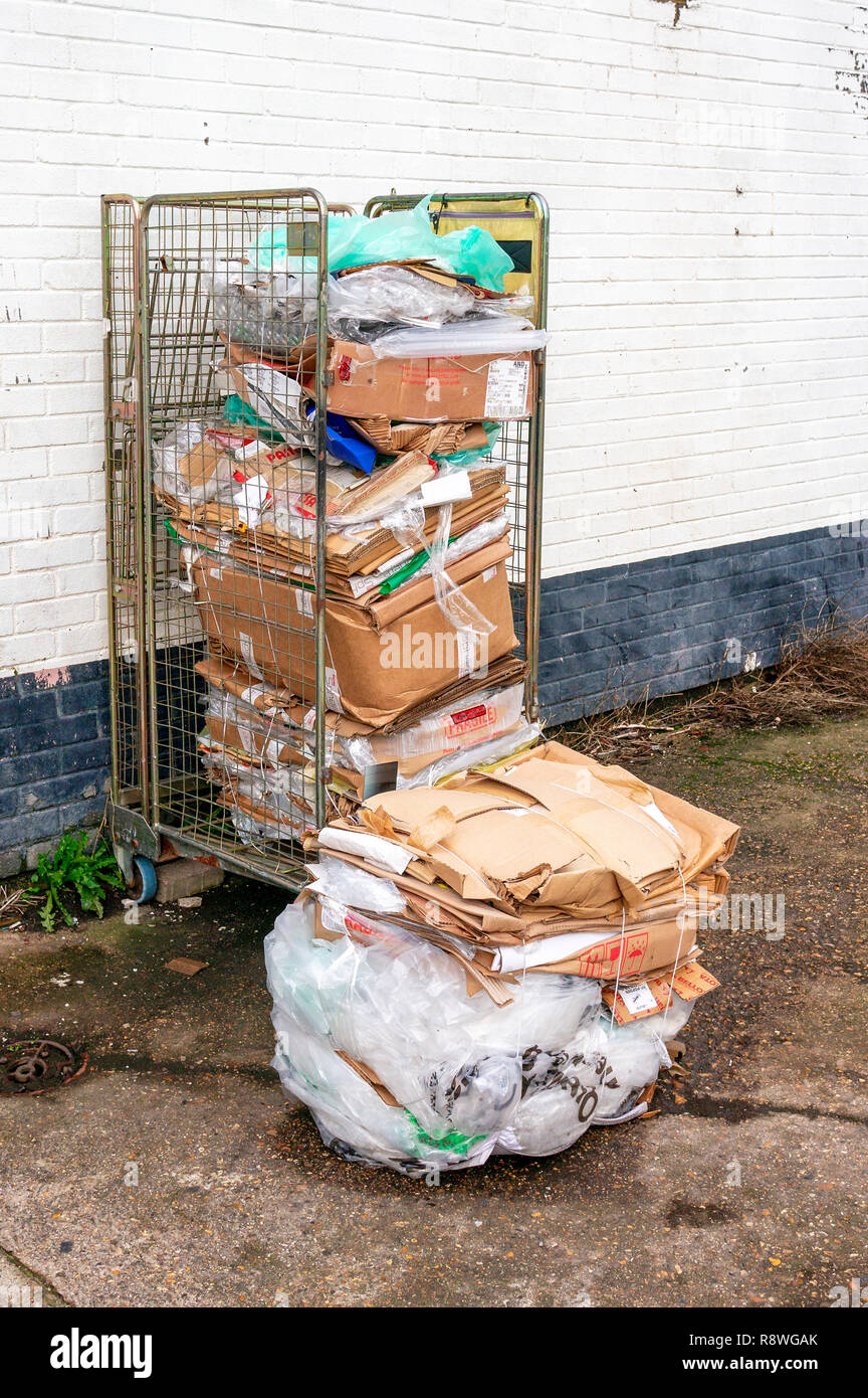 Cardboard and polythene bales for recycling Stock Photo - Alamy