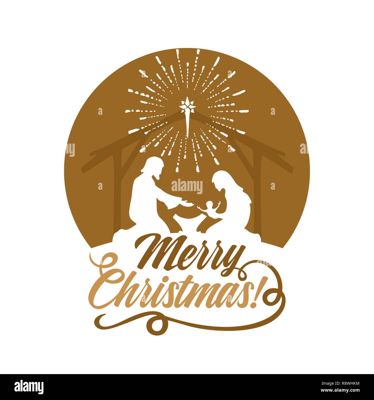 Biblical illustration. Christmas story. Mary and Joseph with the baby ...