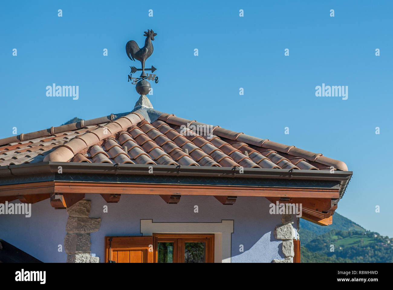 roof with compass e Wind vane for wind direction Stock Photo - Alamy