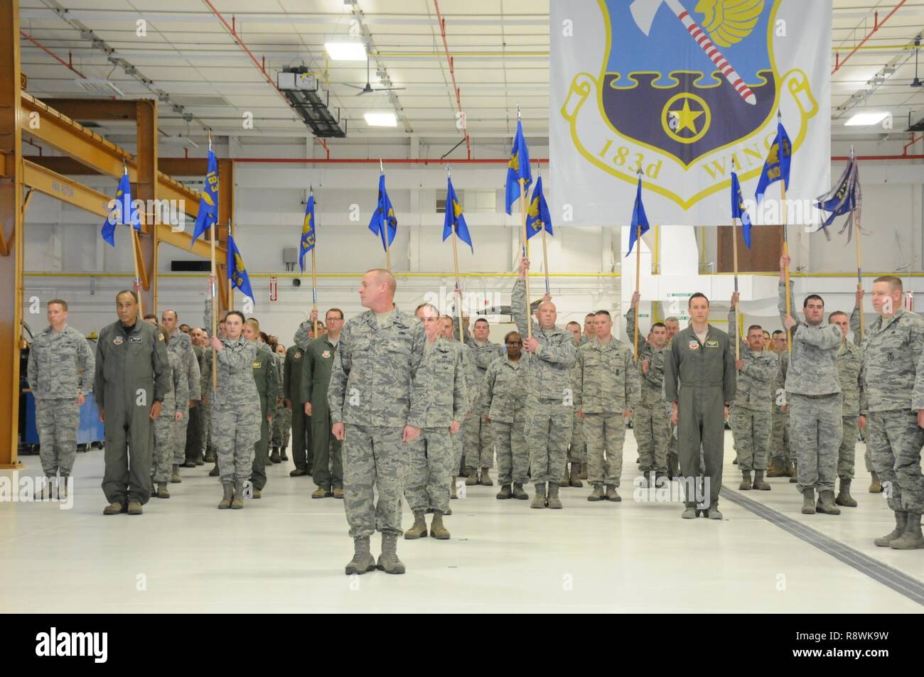 Col. John Patterson, Commander, 183d Fighter Wing, prepares gives the ...